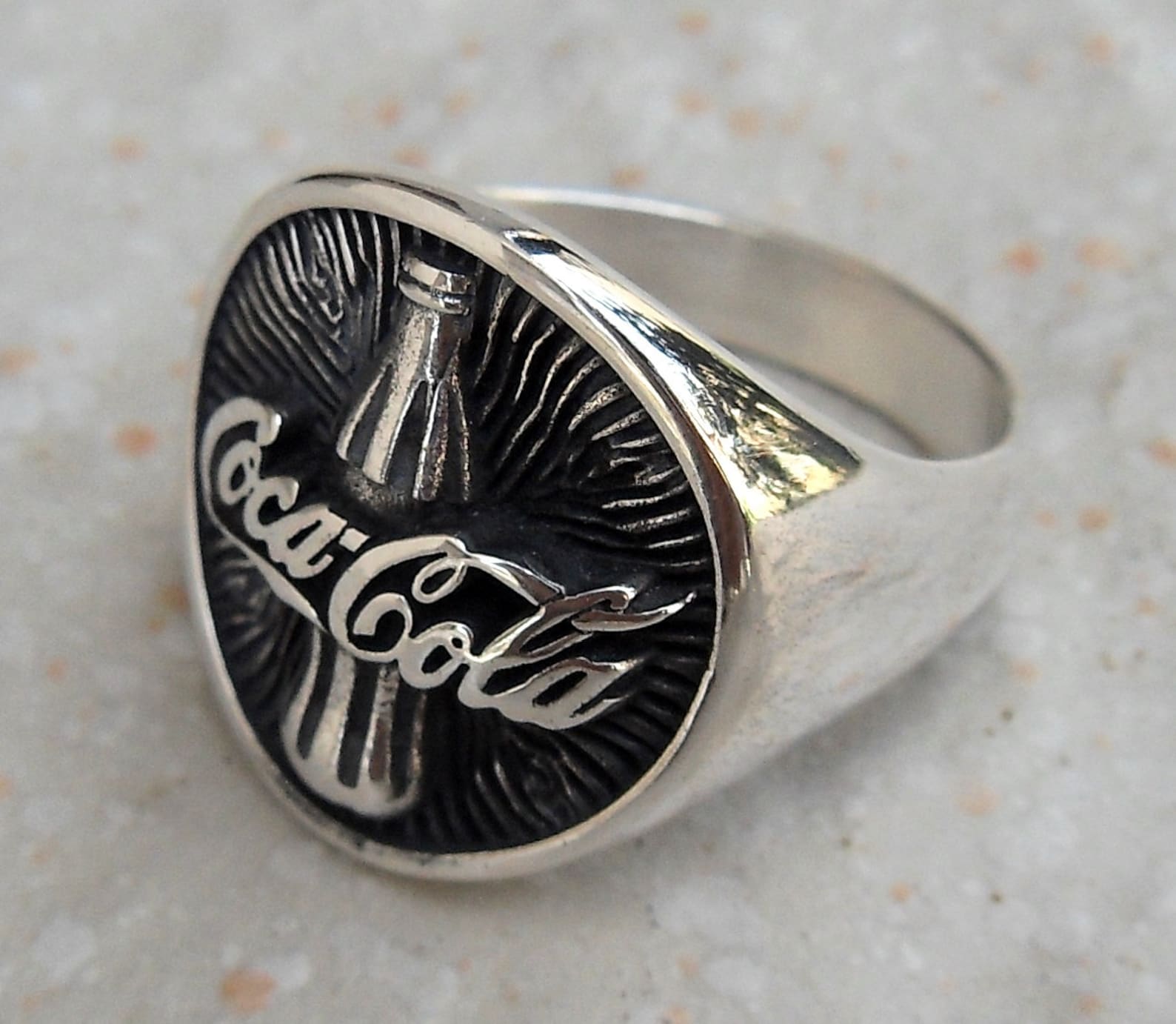 Coca Cola Bottle Handmade 3D Ring Solid Sterling Silver 925 - Etsy