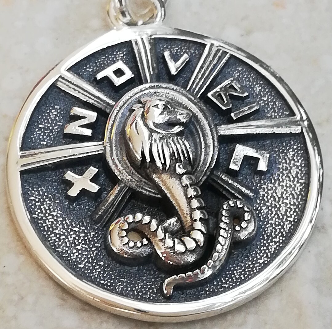 The Lion Headed Snake Chnoubis Abracadabra Handmade 3D Pendant Solid ...