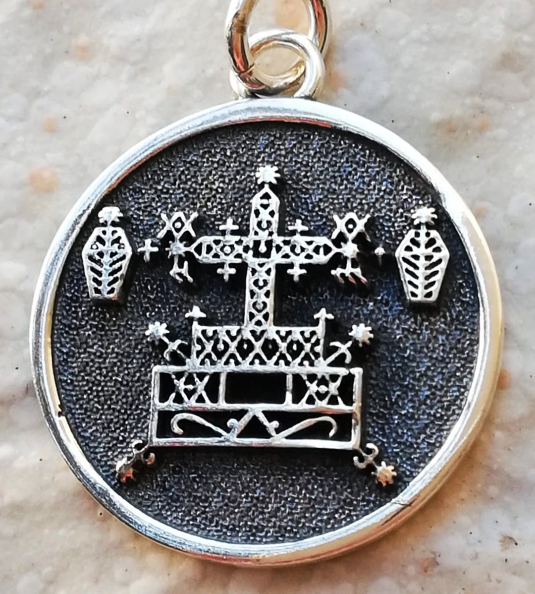 Veve of Baron Samedi Voodoo Talisman Handmade 3D Pendant Solid Sterling ...