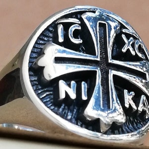 IC XC Nika Jesus Christ Christian Cross Handmade 3D Ring Solid Sterling ...