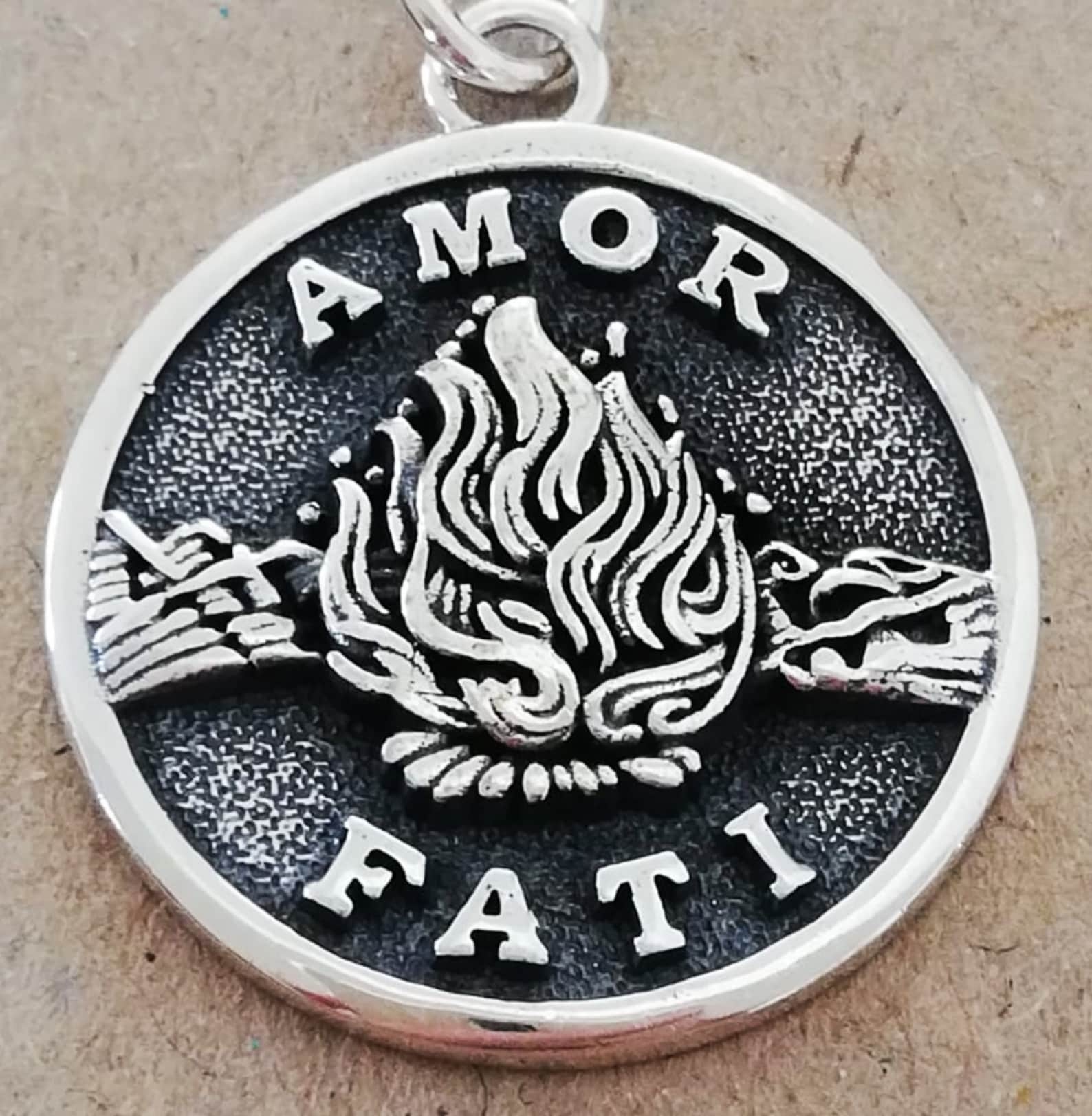 Amor Fati Love of Fate Handmade 3D Pendant Solid Sterling - Etsy