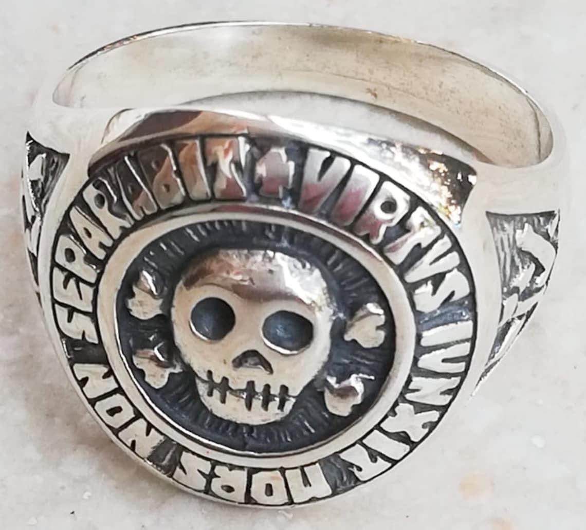 Skull and Bones Masonic Masons Handmade Ring Sterling Silver - Etsy