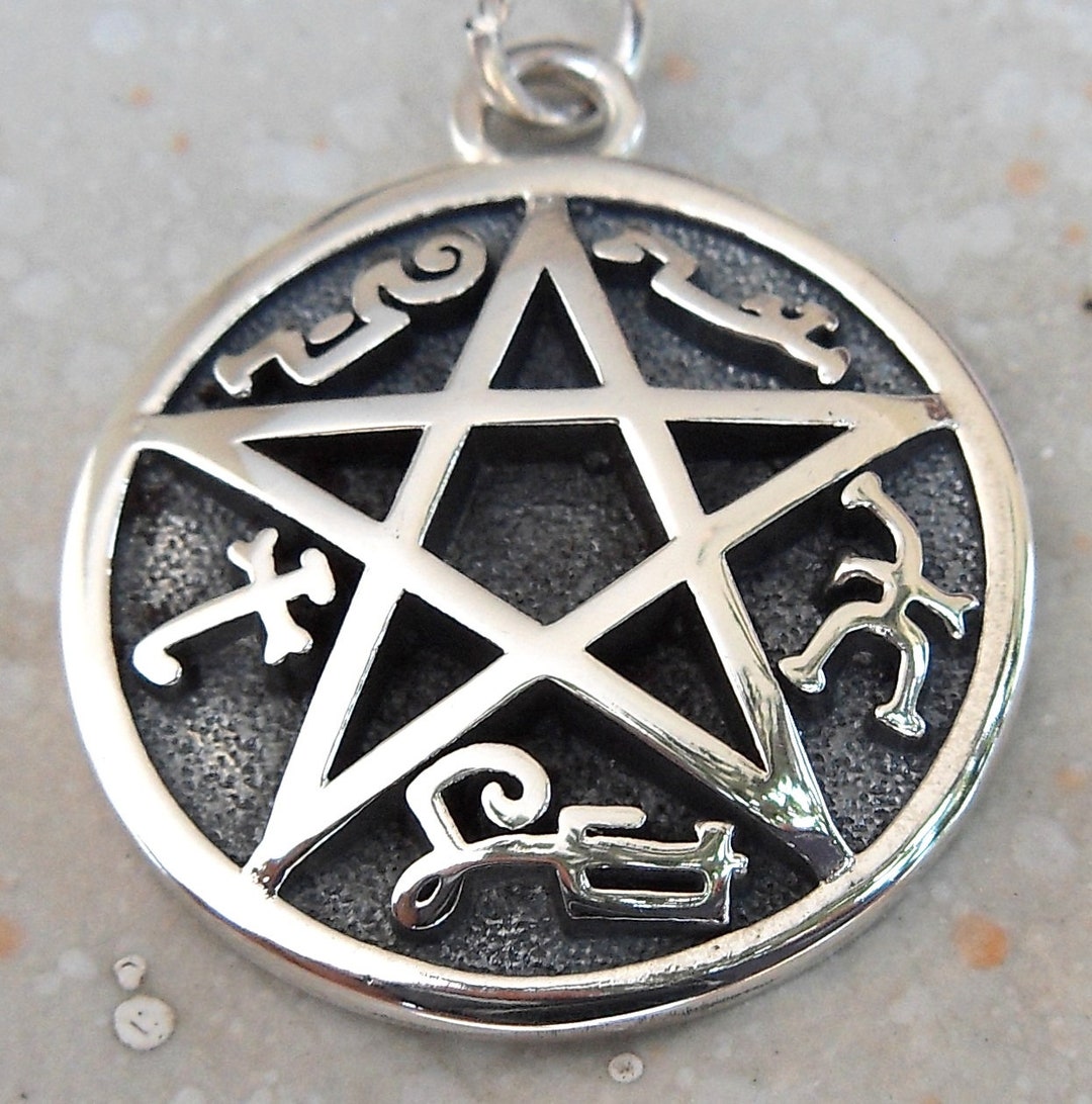 Supernatural Devils Trap Handmade 3D Pendant Solid Sterling Silver 925 ...