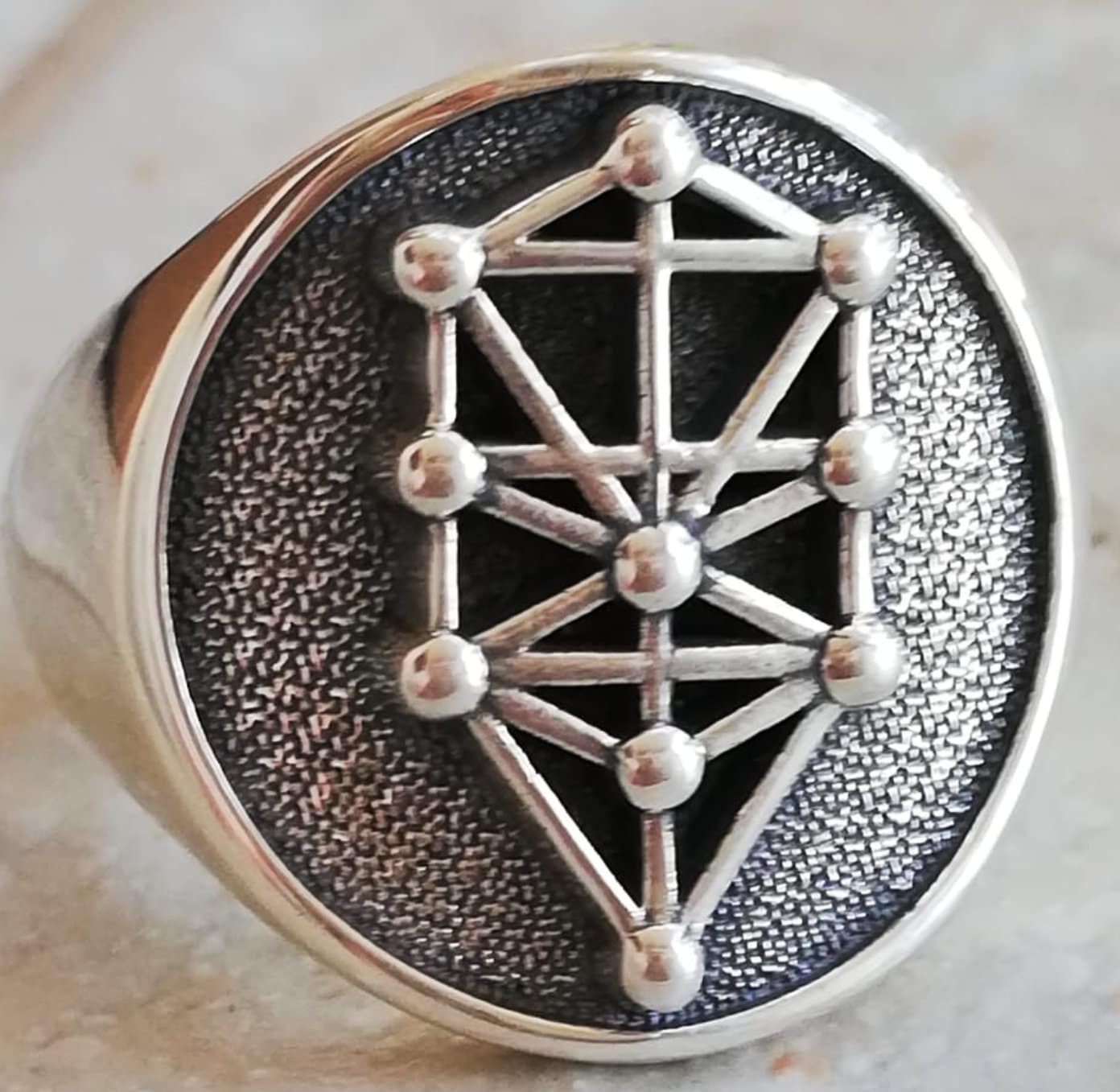 Sephiroth Kabbalah Tree of Life Handmade 3D Ring Solid Sterling Silver ...