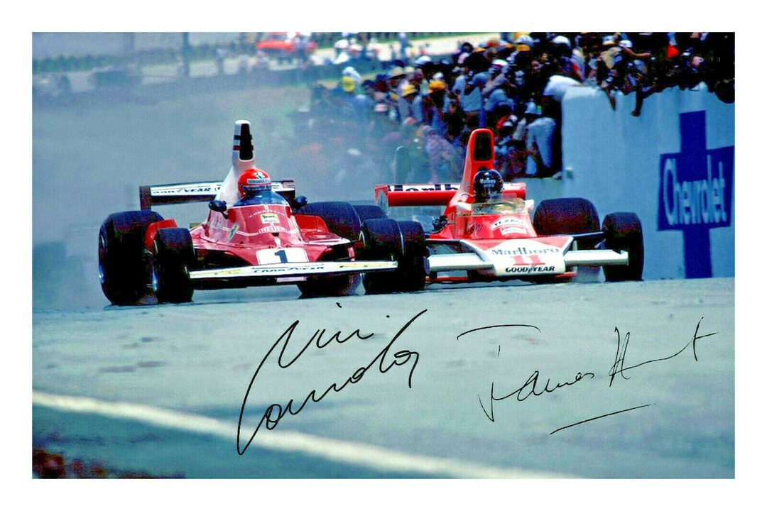 Niki Lauda & James Hunt - Formula 1 Autographed Signed A4 Glossy Photo ...