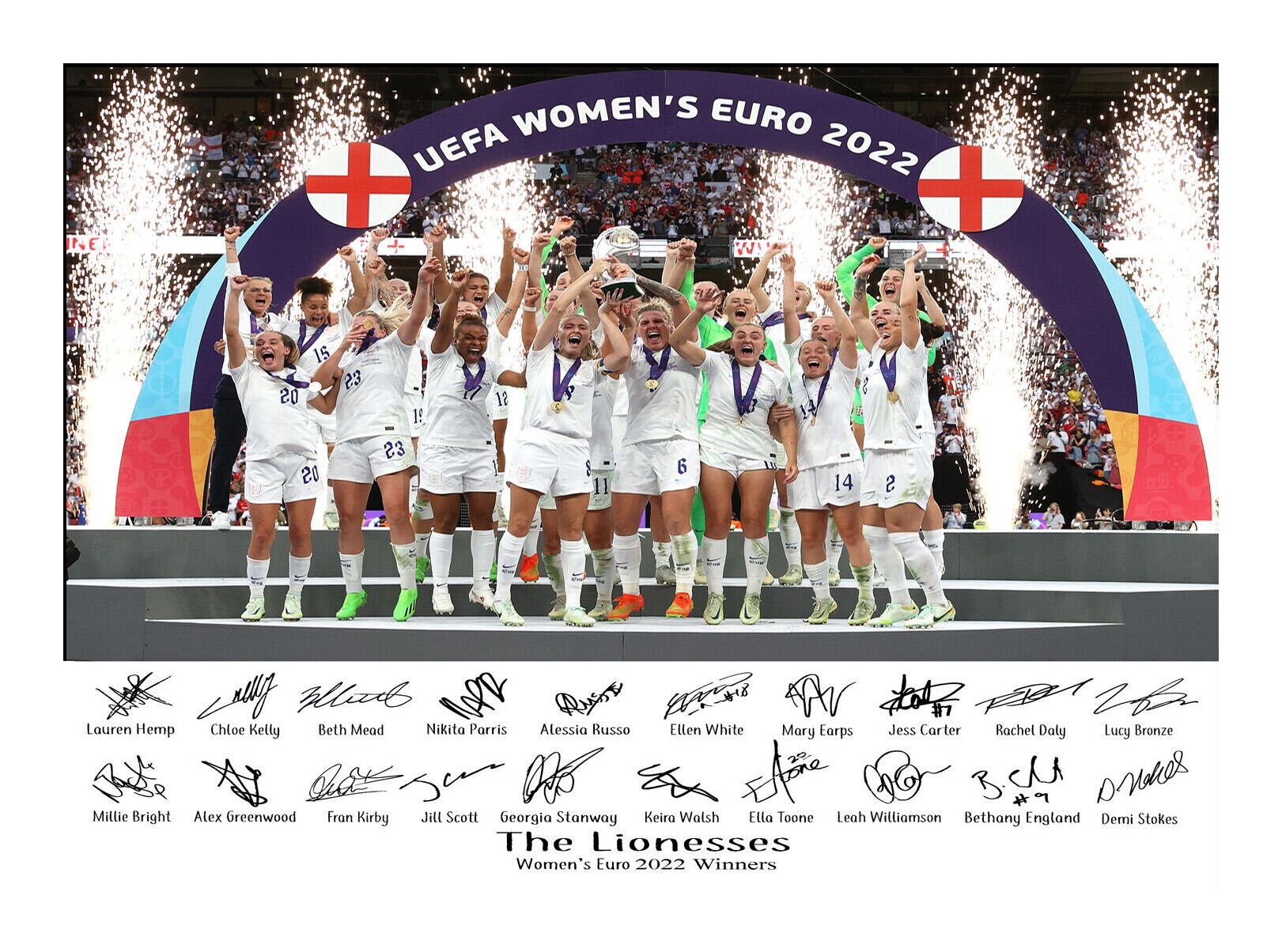 England Women's Lionesses Euro 2022 Winners Autographed Signed A4 ...