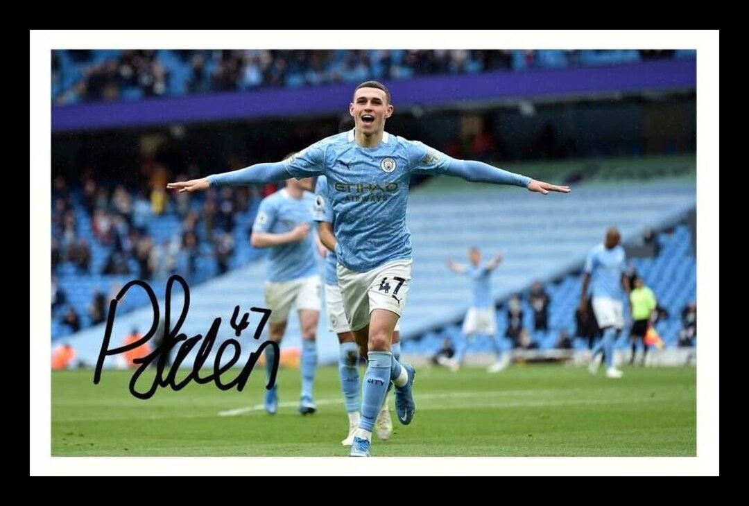 Phil Foden Manchester City Autographed Signed and Framed Photo - Etsy