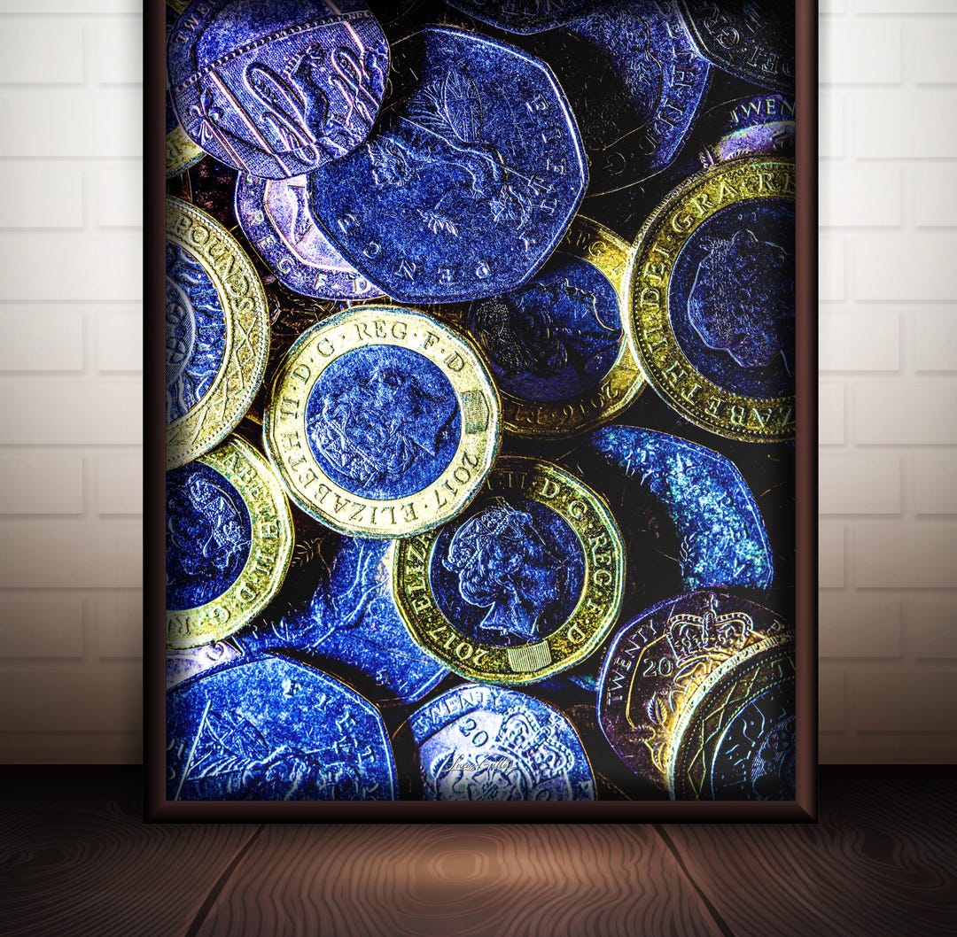 Premium Framed “british Sterling Coins” Poster Various Large Sizes ...