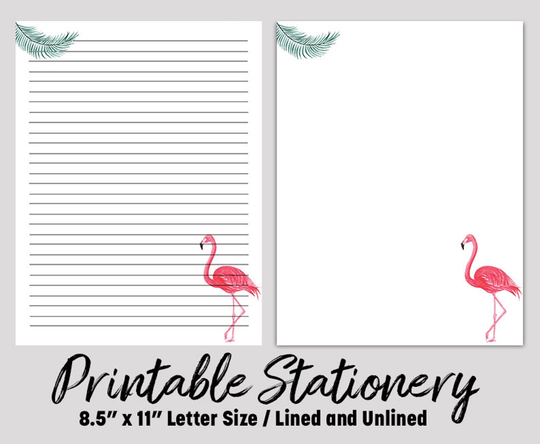 Printable Flamingo Writing Paper, PRINTABLE Stationery, Printable ...