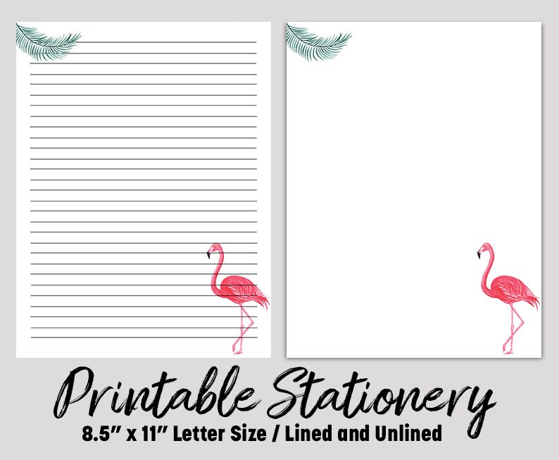 Printable Flamingo Writing Paper, PRINTABLE Stationery, Printable ...