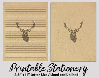 Printable Deer Writing Paper, PRINTABLE Stationery, Printable ...