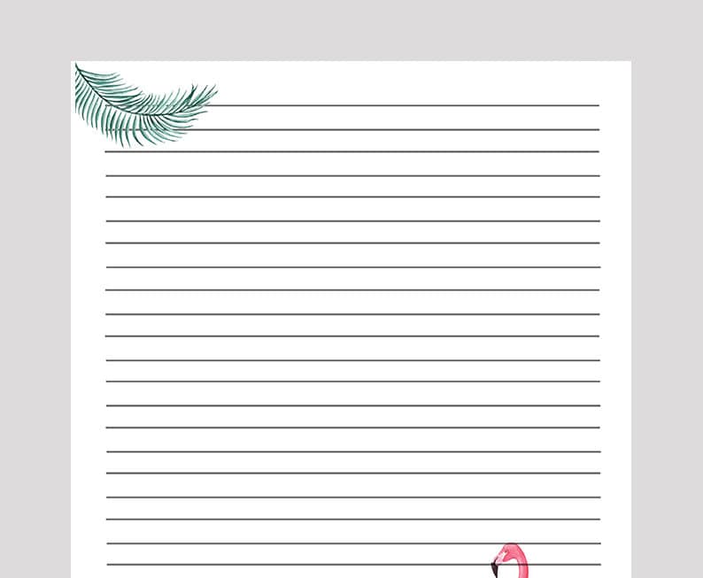Printable Flamingo Writing Paper, PRINTABLE Stationery, Printable ...