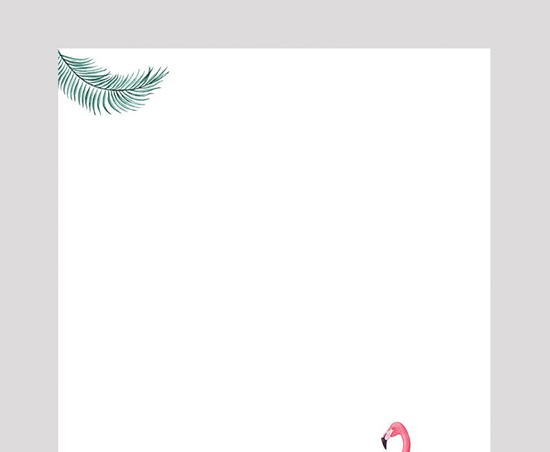 Printable Flamingo Writing Paper, PRINTABLE Stationery, Printable ...