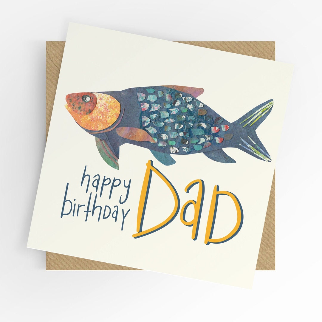 Dad Birthday Card Dad Birthday Dad Fishing Card Happy - Etsy