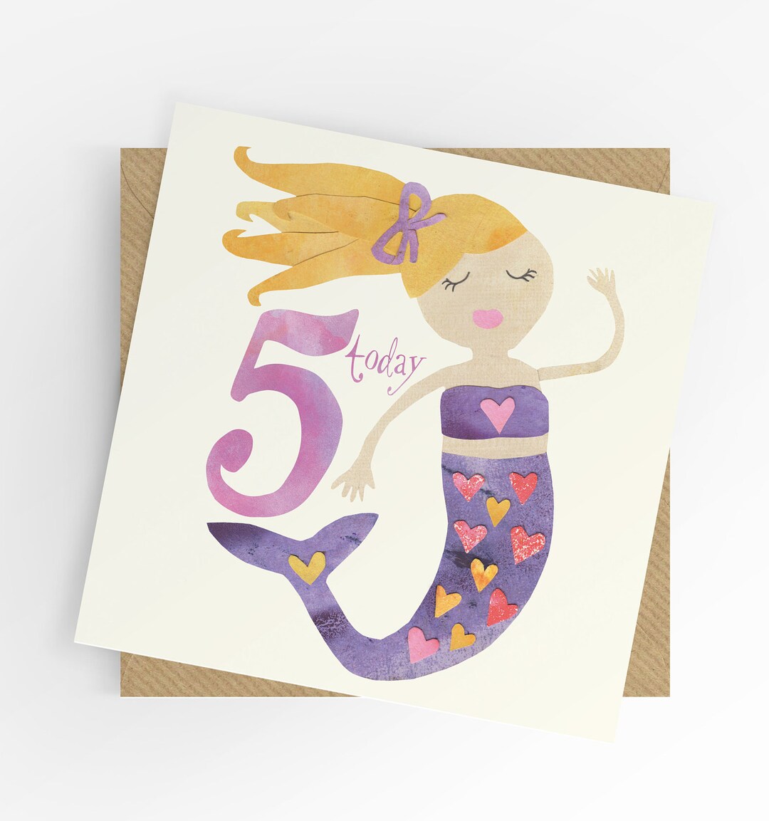 Age 5 Birthday Card, Mermaid Card, Age 5 Girls, Girls Birthday - Etsy