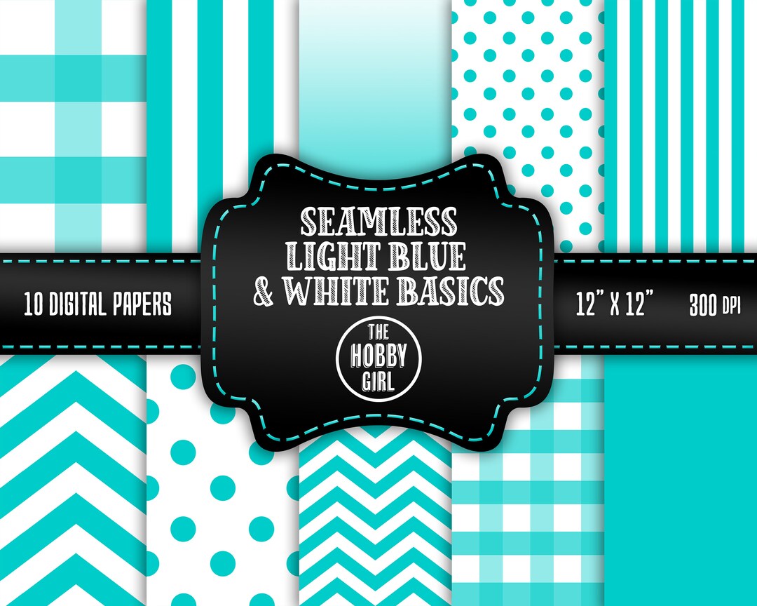 Seamless Light Blue Basics Digital Paper Printable for Scrapbooking and ...