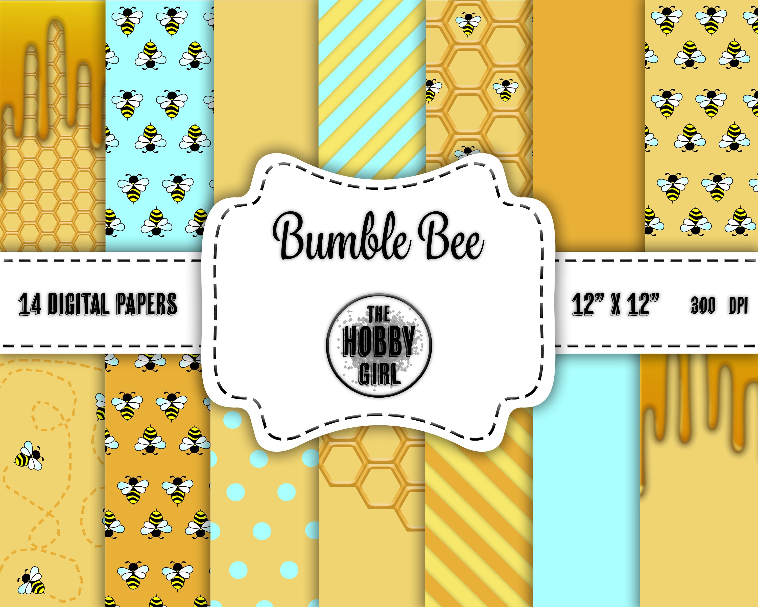 Bumble Bee Digital Scrapbooking Paper Printable Digital | Etsy