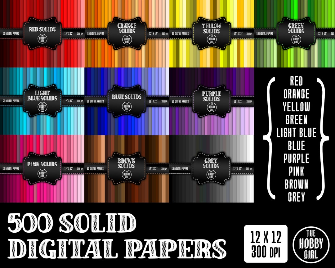 500 Unique Color Solids Digital Scrapbooking Paper Huge Instant ...
