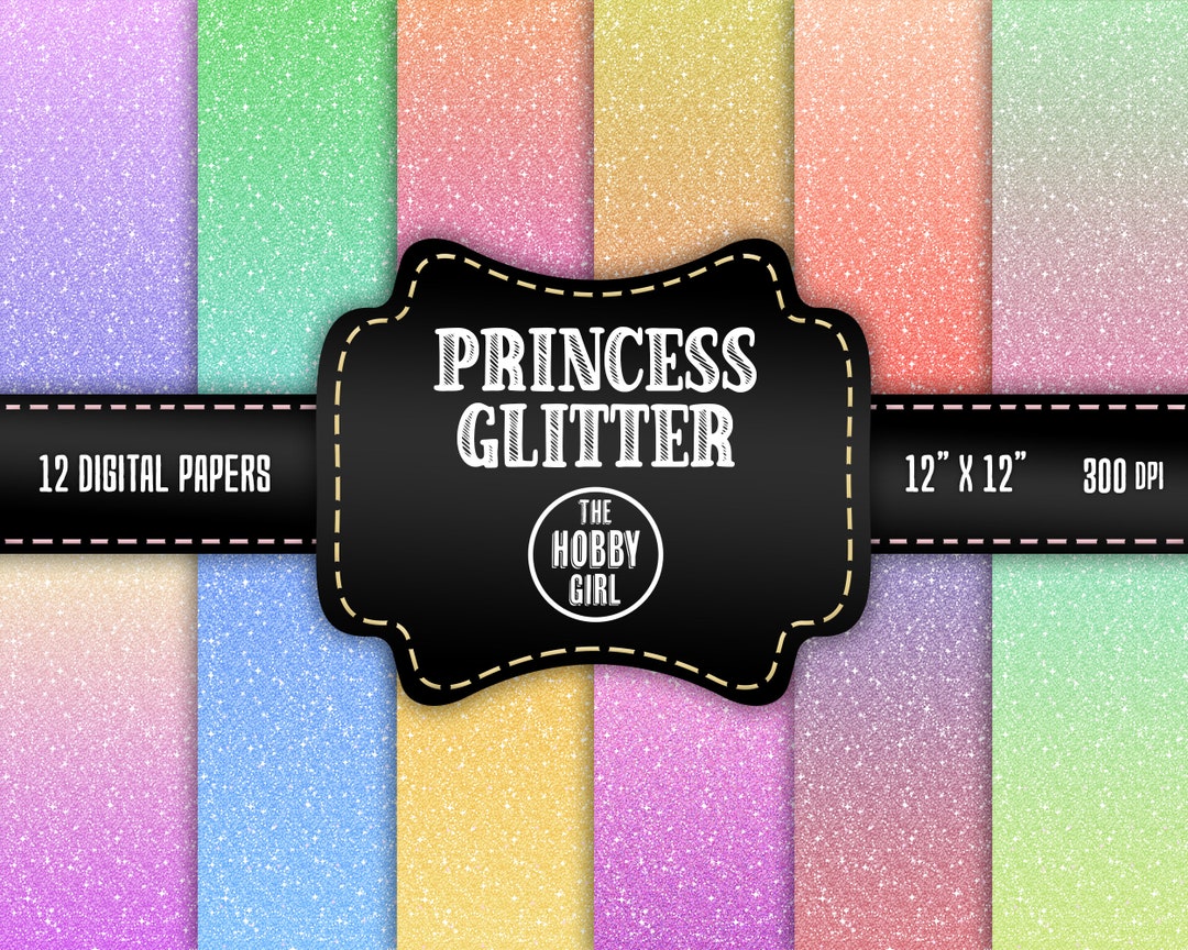 Princess Glitter 12 Printable Digital Scrapbooking Papers Pastel ...