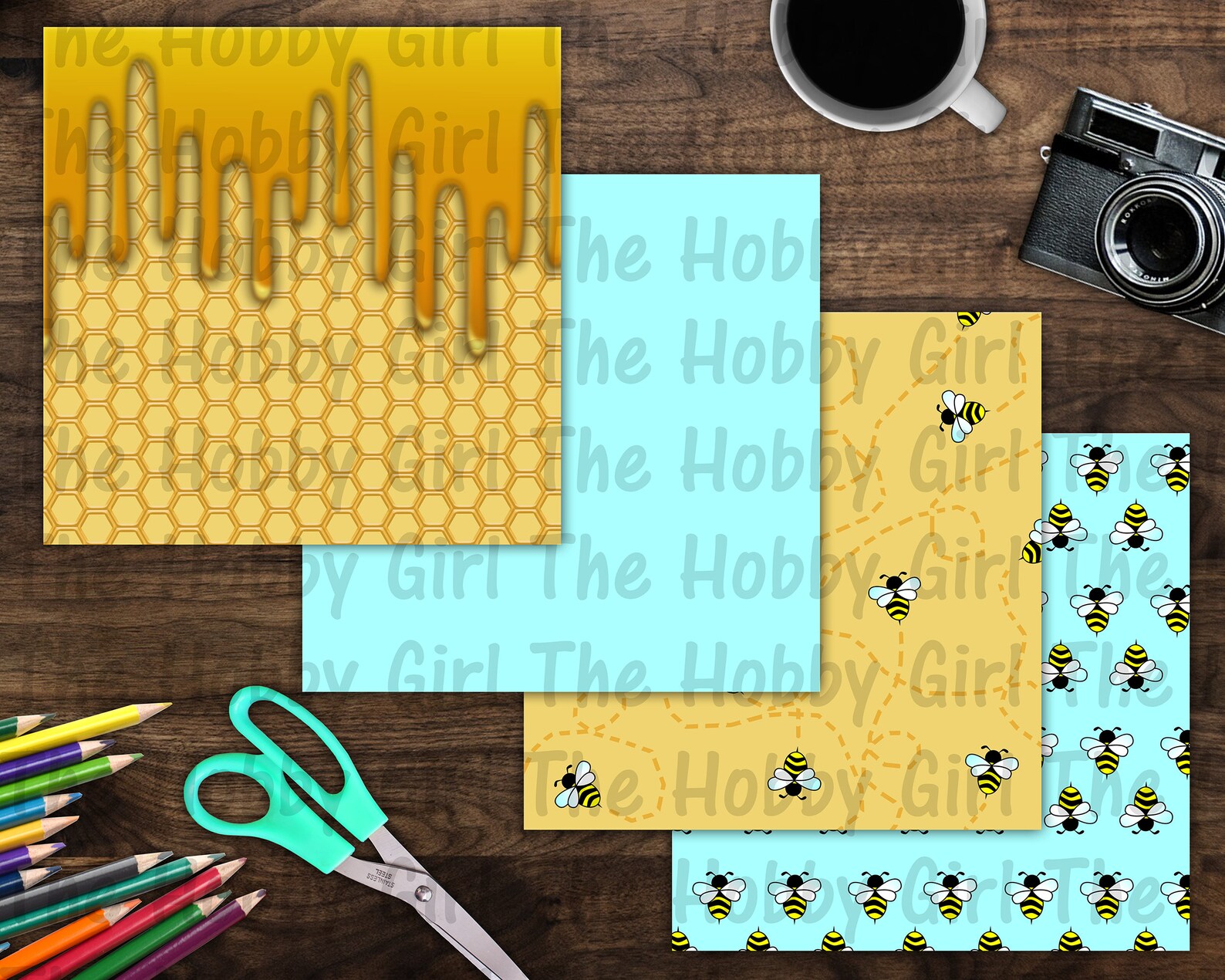 Bumble Bee Digital Scrapbooking Paper Printable Digital Download ...