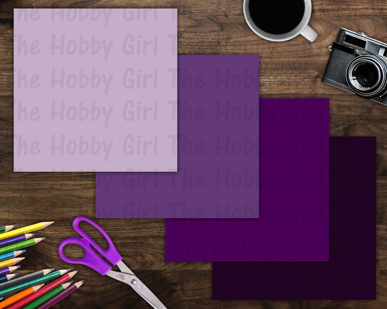 50 Unique Purple Solids Digital Scrapbooking Paper Huge Instant ...