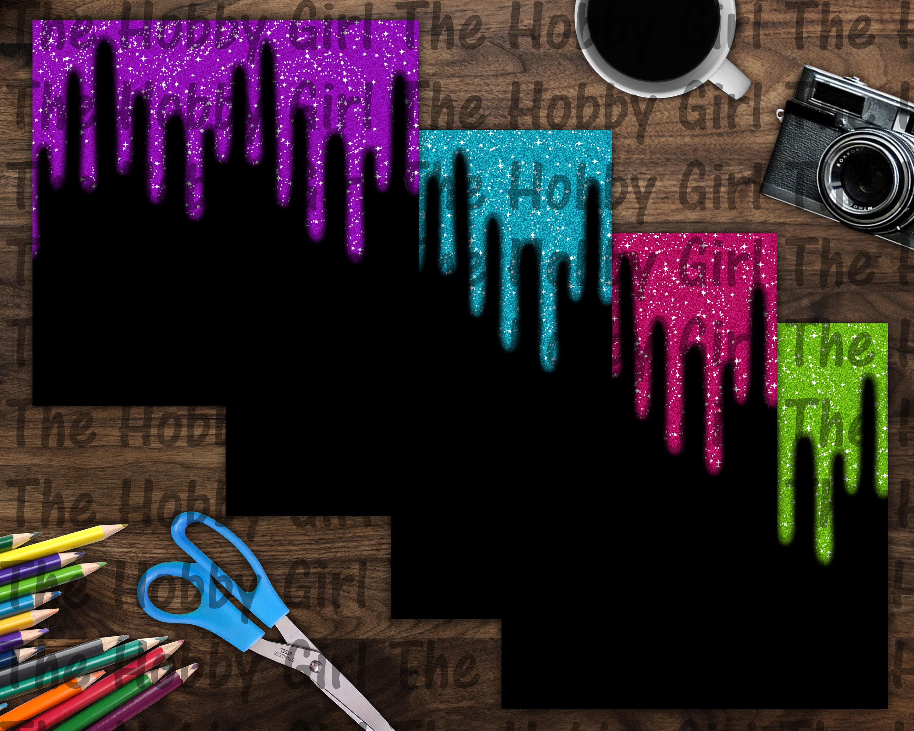 Glitter Drip 10 Printable Digital Scrapbooking Origami Paper Sparkles ...