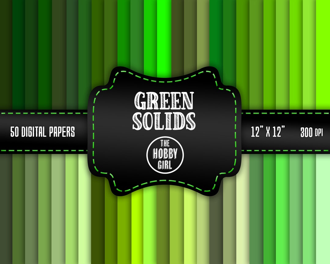 50 Unique Green Solids Digital Scrapbooking Paper Huge Instant Download ...