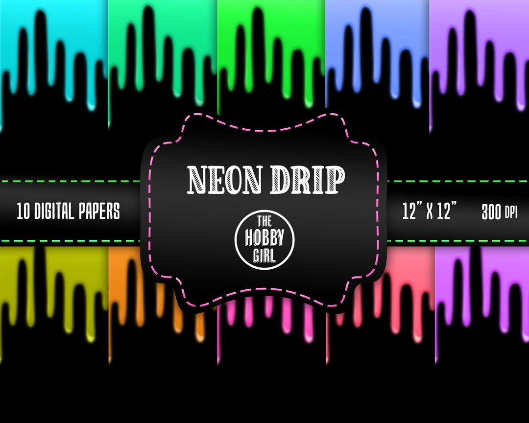 Neon Drip 10 Printable Digital Scrapbooking Origami Paper Glow Blue ...