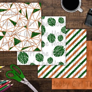 Green and Rose Gold Digital Scrapbooking Paper Printable Digital ...