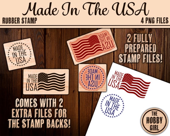 Made in the USA Rubber Stamp PNG File SET of 4/ Glowforge Cut | Etsy