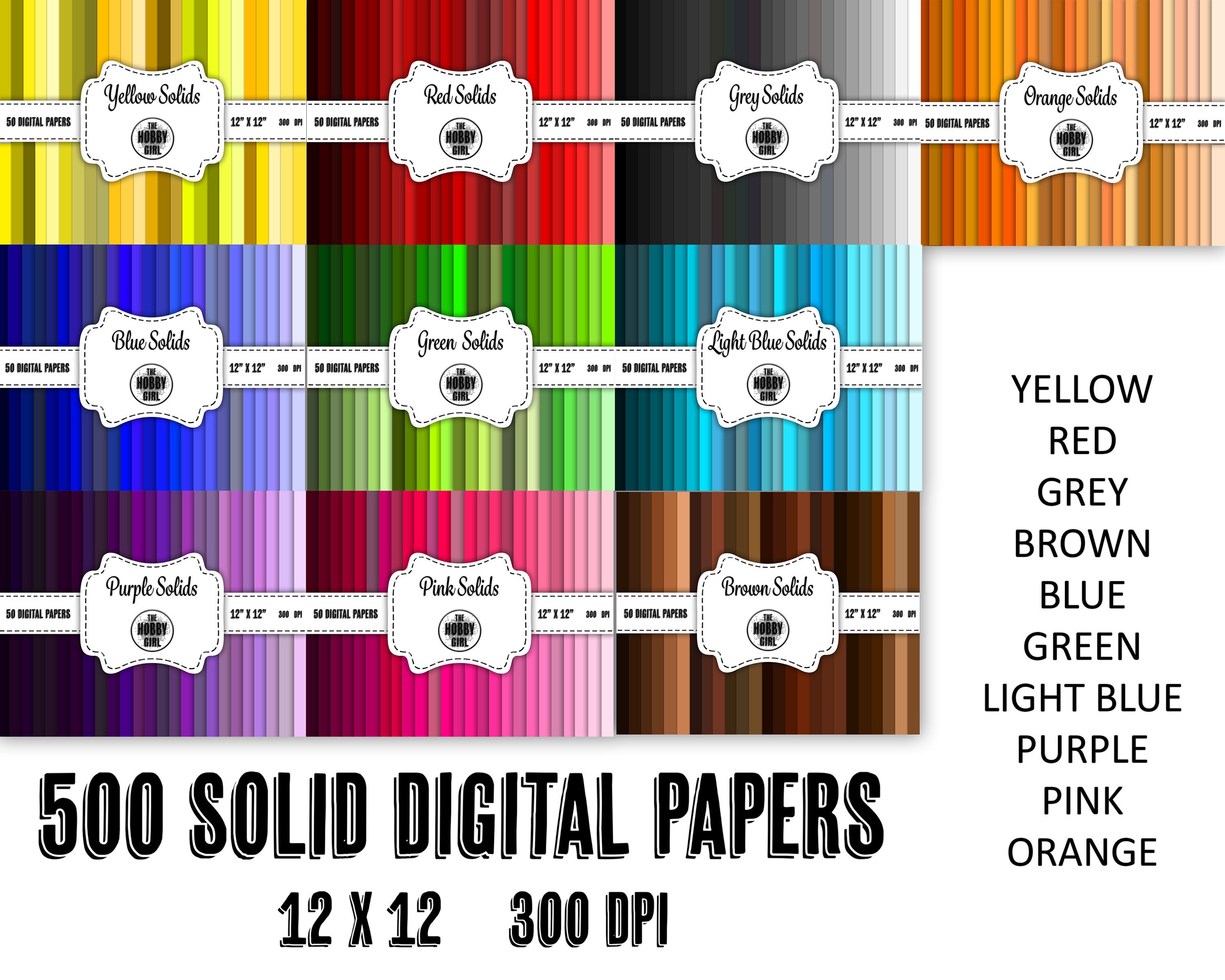 500 Unique Color Solids Digital Scrapbooking Paper Huge - Etsy