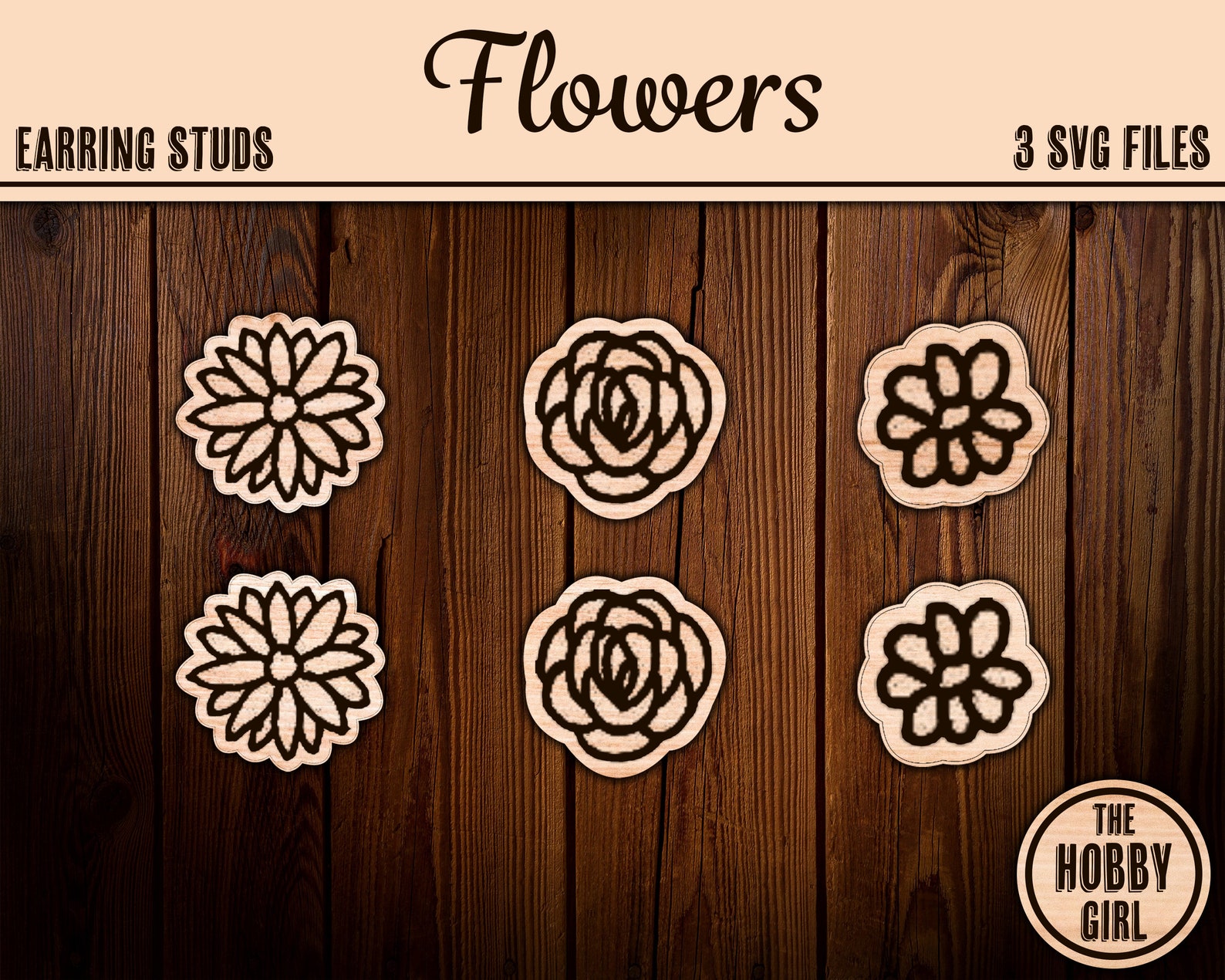 Flower Earring Stud SVG File SET OF 3/ Glowforge Cut Files / - Etsy