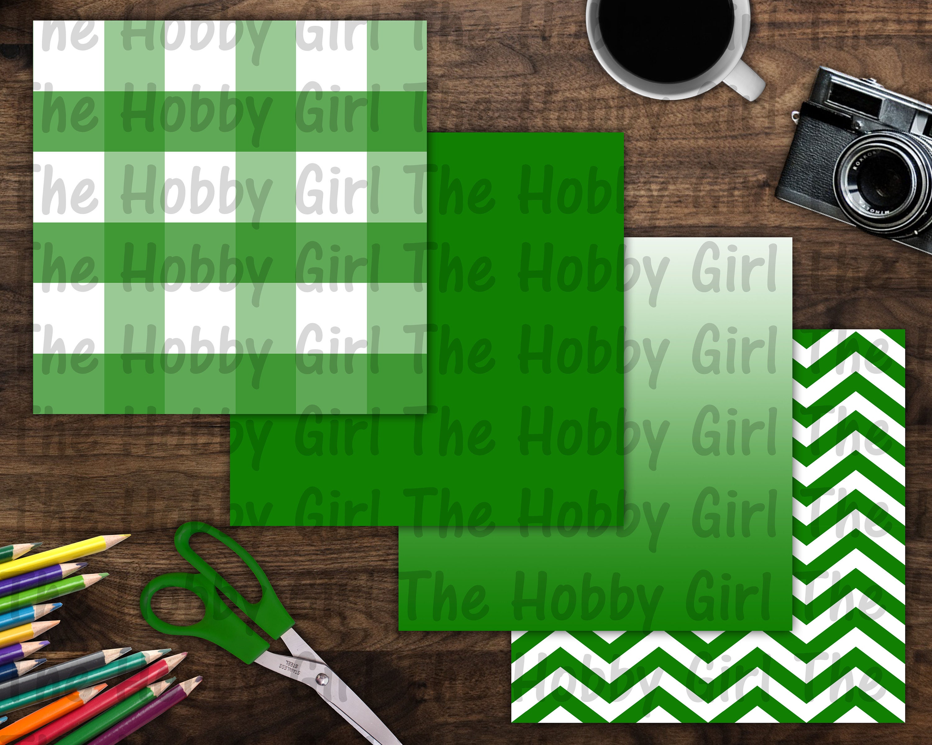 Seamless Green and White Basics Digital Paper Printable for ...