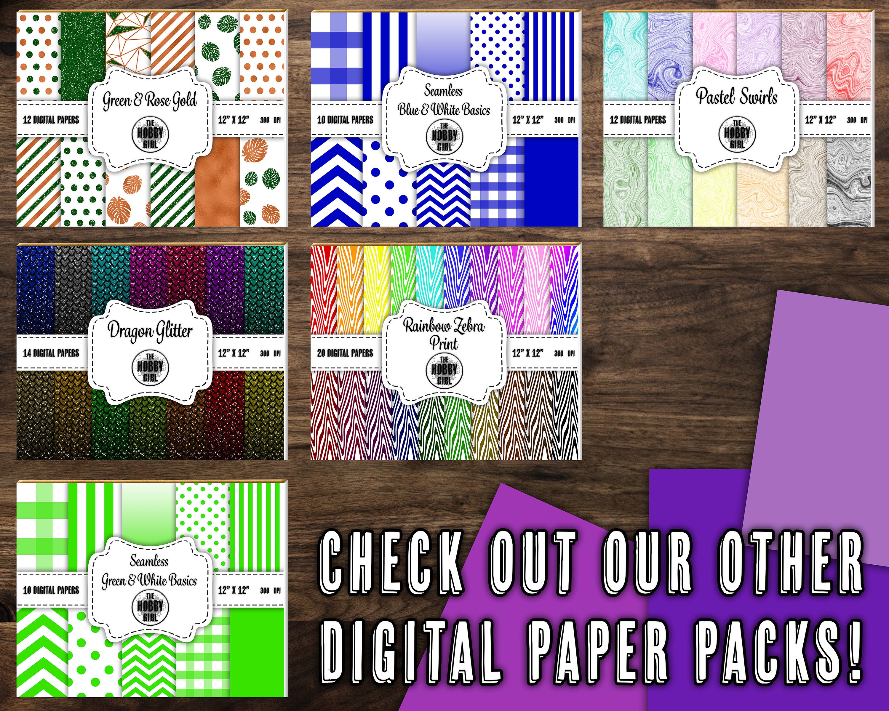 50 Unique Purple Solids Digital Scrapbooking Paper Huge Instant ...