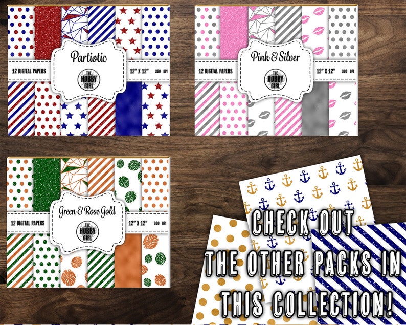 Blue and Gold Digital Scrapbooking Paper Printable Digital Download ...