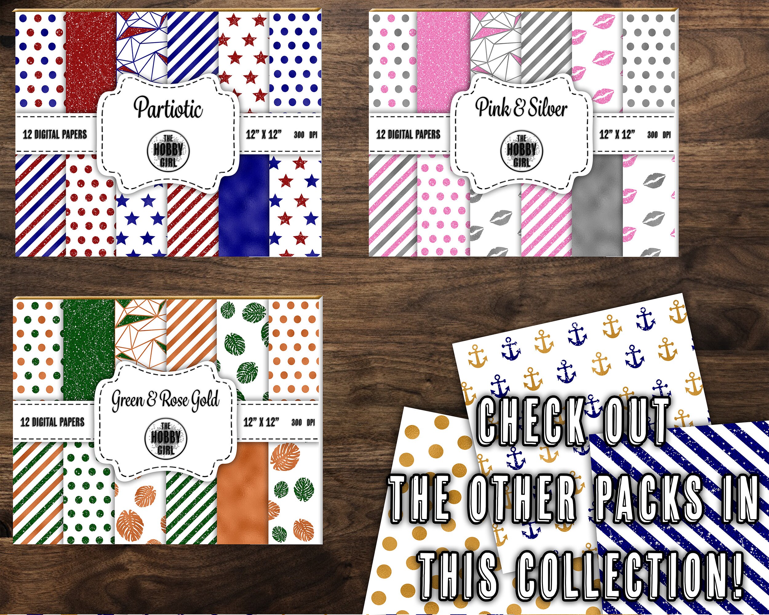 Blue and Gold Digital Scrapbooking Paper Printable Digital Download ...