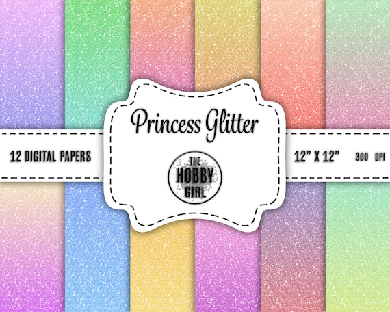 Princess Glitter 12 Printable Digital Scrapbooking Papers | Etsy