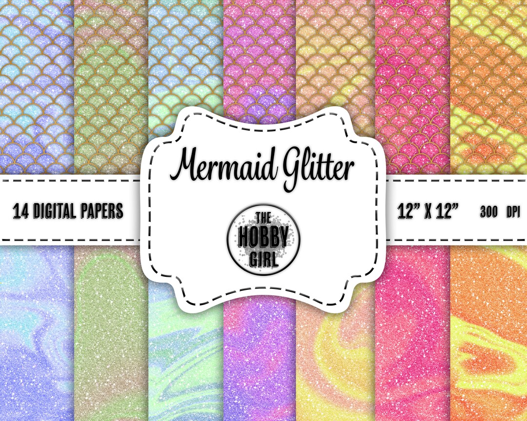 Glitter Mermaid Scales 14 Printable Digital Scrapbooking - Etsy