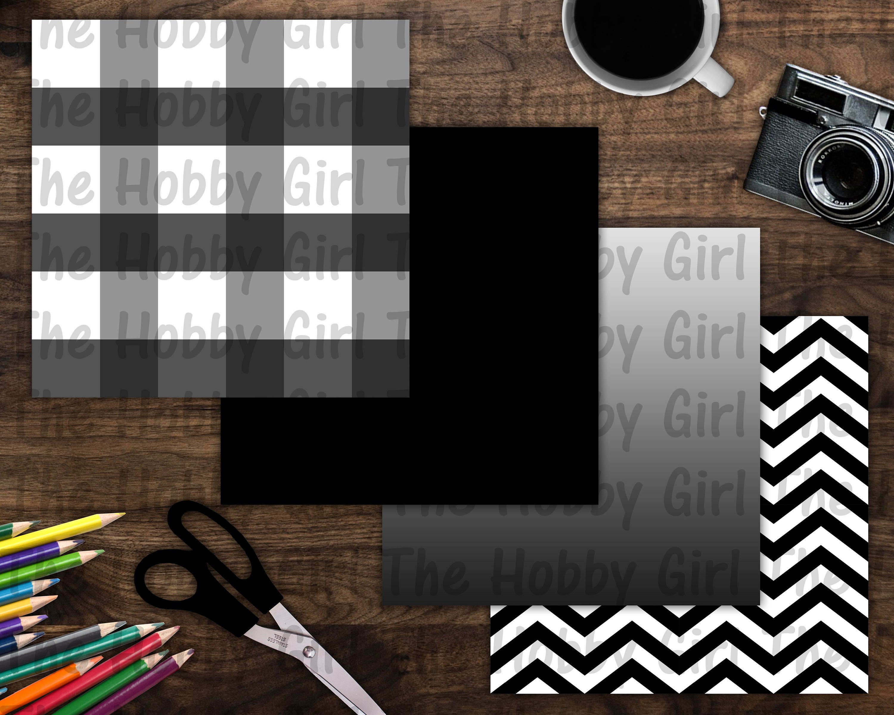 Seamless Black and White Basics Digital Paper Printable for ...