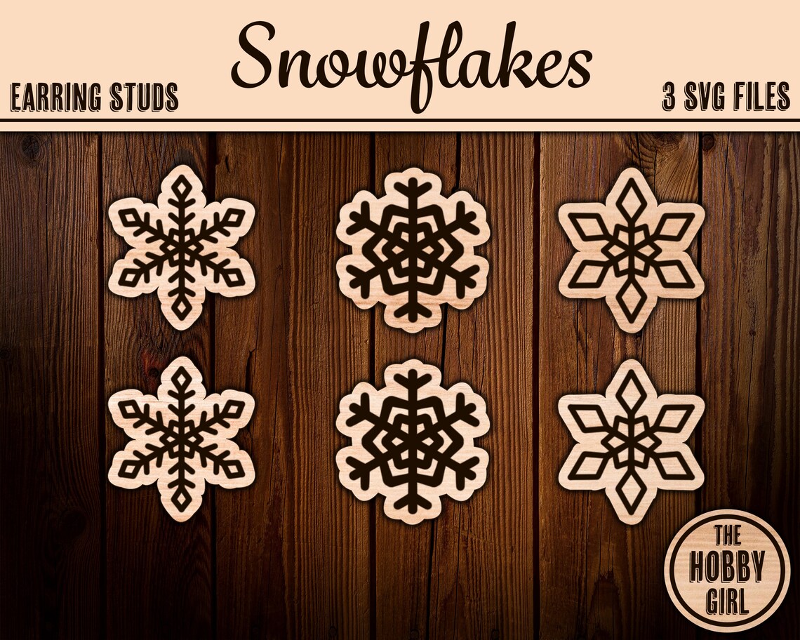 Snowflake Earring Stud SVG File SET OF 3/ Glowforge Cut Files - Etsy