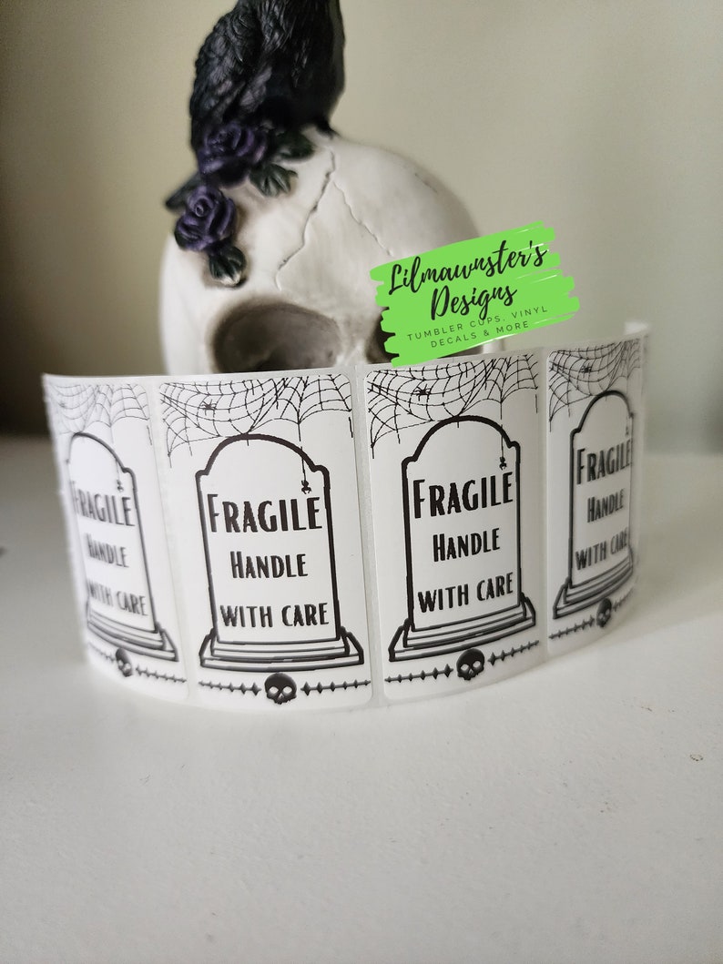 Fragile Tombstone Stickers, Spooky Business Stickers, Packaging ...