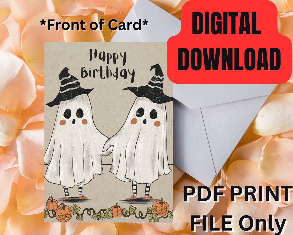 Spooky Birthday Card, Goth Birthday Card, Printable Card, DIGITAL ...