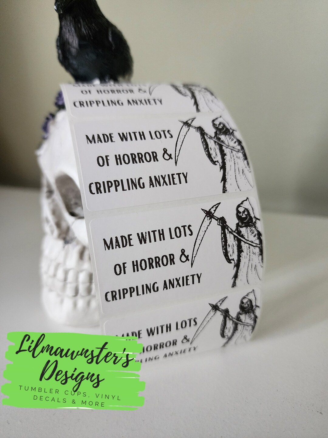 Handmade Grim Reaper Stickers, Spooky Business Stickers, Packaging ...