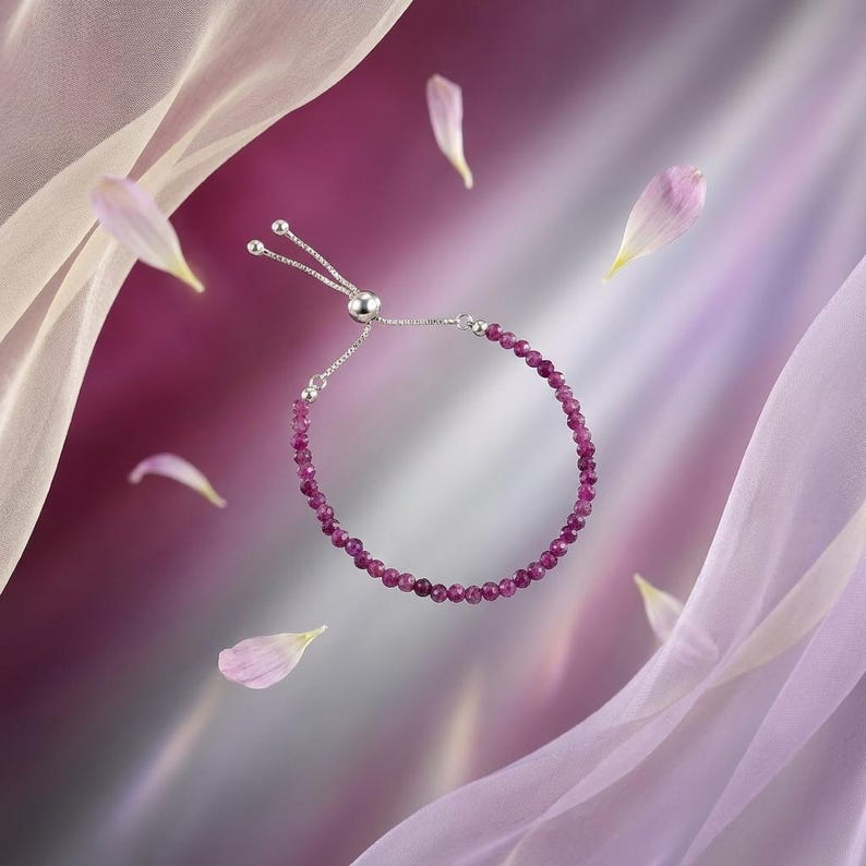 Ruby Slider Bracelet 925 Silver Plated Brass Gemstone Bracelet ...