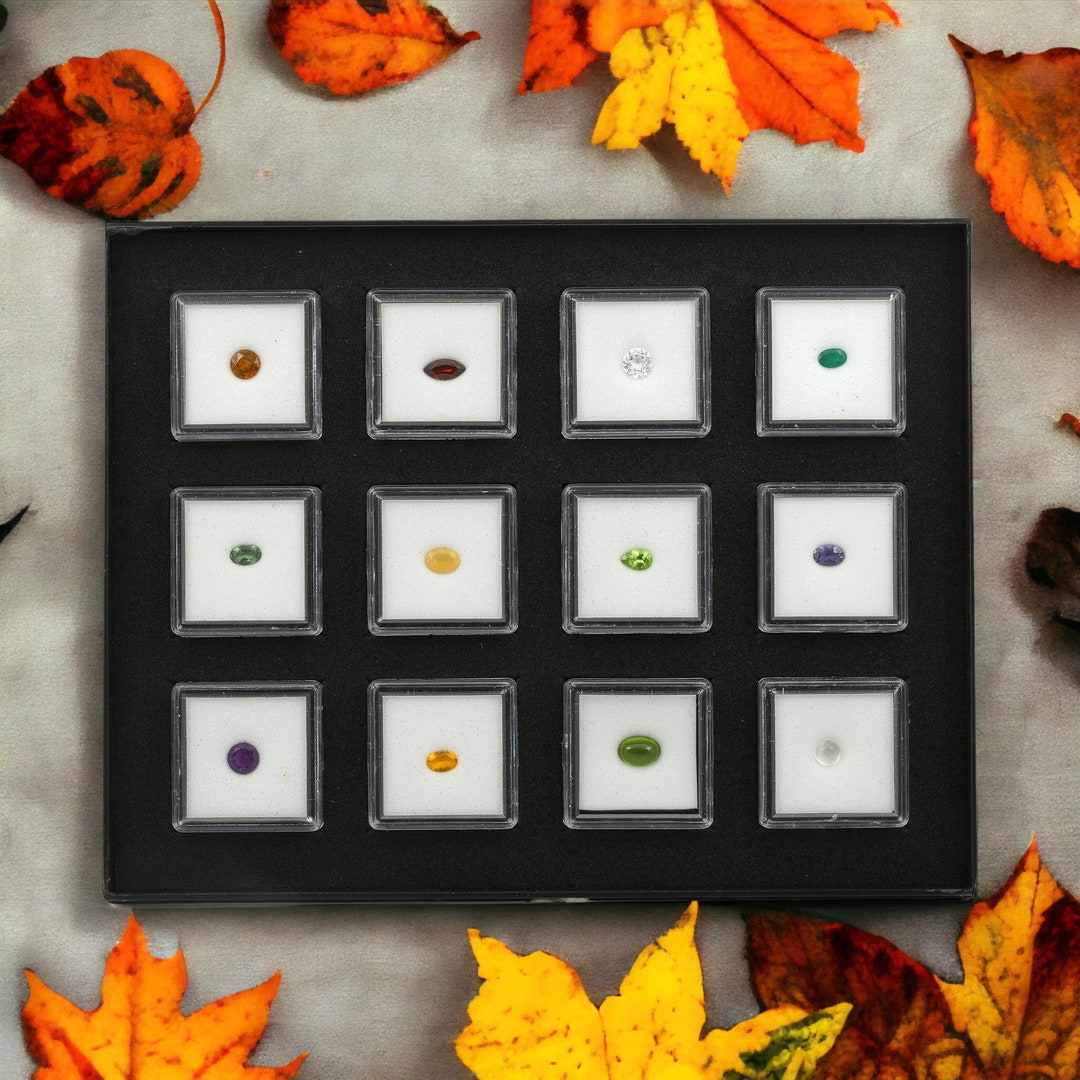 12 Natural Gemstones Box 8.50ct of Precious and Semi Precious Gemstone ...