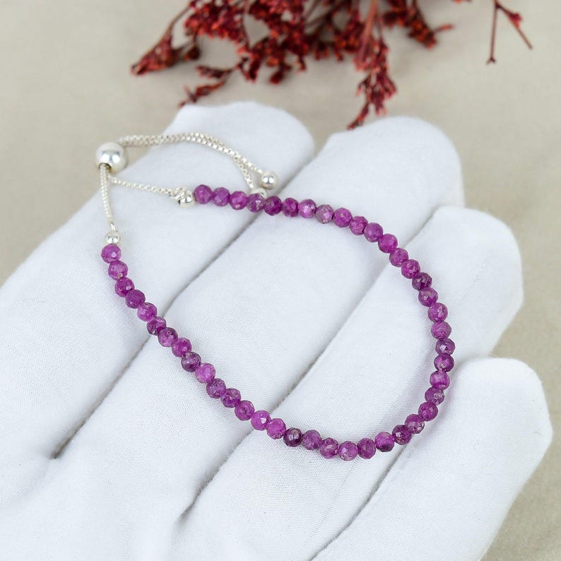 Ruby Slider Bracelet 925 Silver Plated Brass Gemstone Bracelet ...