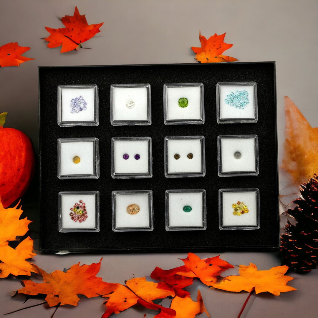 12 Natural Gemstone Box 10.00ct of Precious and Semi-precious Gemstones ...