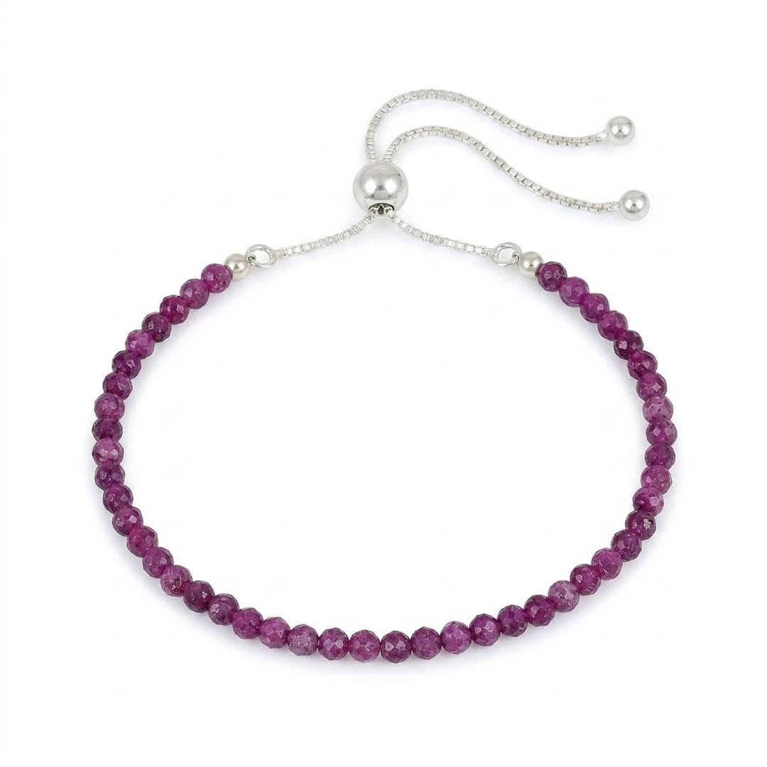 Ruby Slider Bracelet 925 Silver Plated Brass Gemstone Bracelet ...