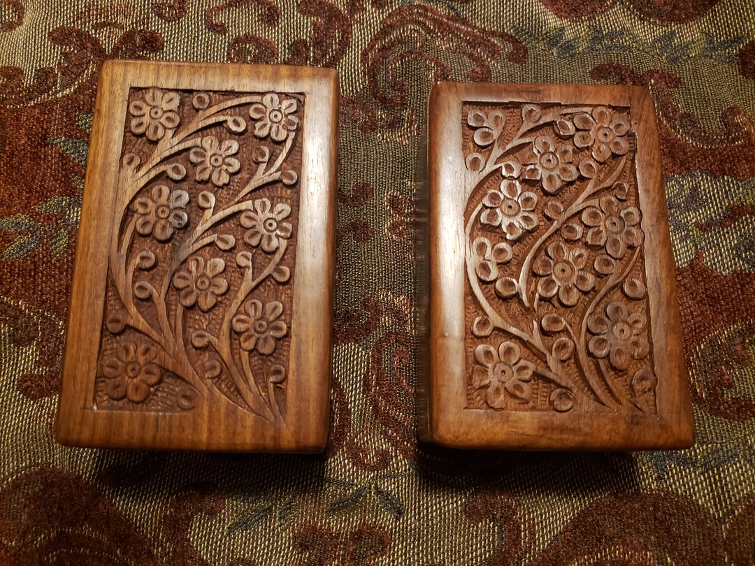 Vintage Wood Case, Carved Case, Hideaway Case, Carved Urn, Small Box ...