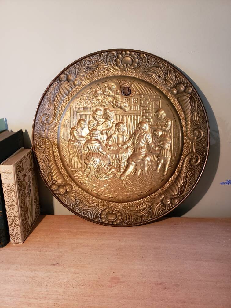 Vintage Brass Plate Colonial Pub Plate Etched Brass Plate - Etsy